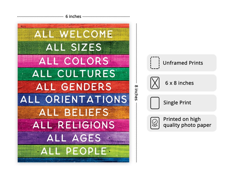Posterizer 1 Pcs Welcome Poster for All - Gay LGBTQ Art - Motivational ...