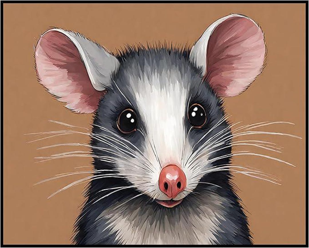 Posterizer 1 Pcs - Portrait of a Possum With Pastel Orange Background ...