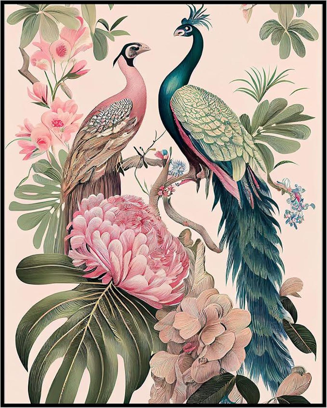 Posterizer 1 Pcs - Chinoiserie Peacock Aesthetic Chic Decor - Art for ...