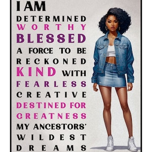 Inspirational African American Woman Art Print: Positive Quote Gift - Etsy