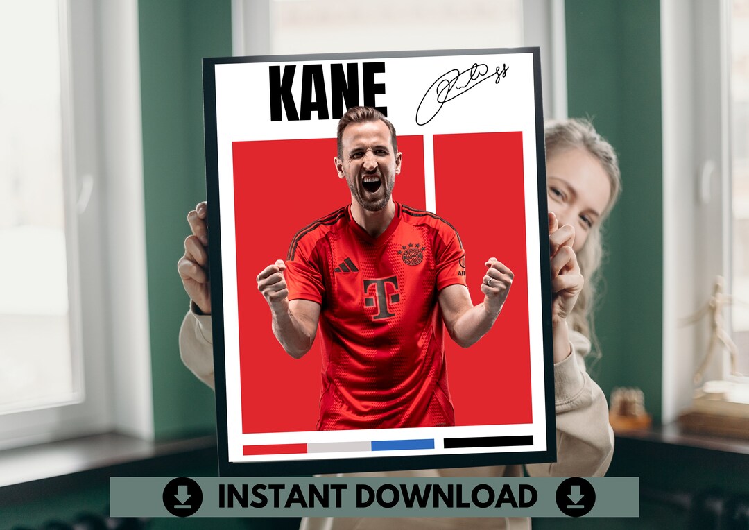 Harry Kane Bayern Munich Poster Instant Download High Resolution Football Wall Art Digital Print ...