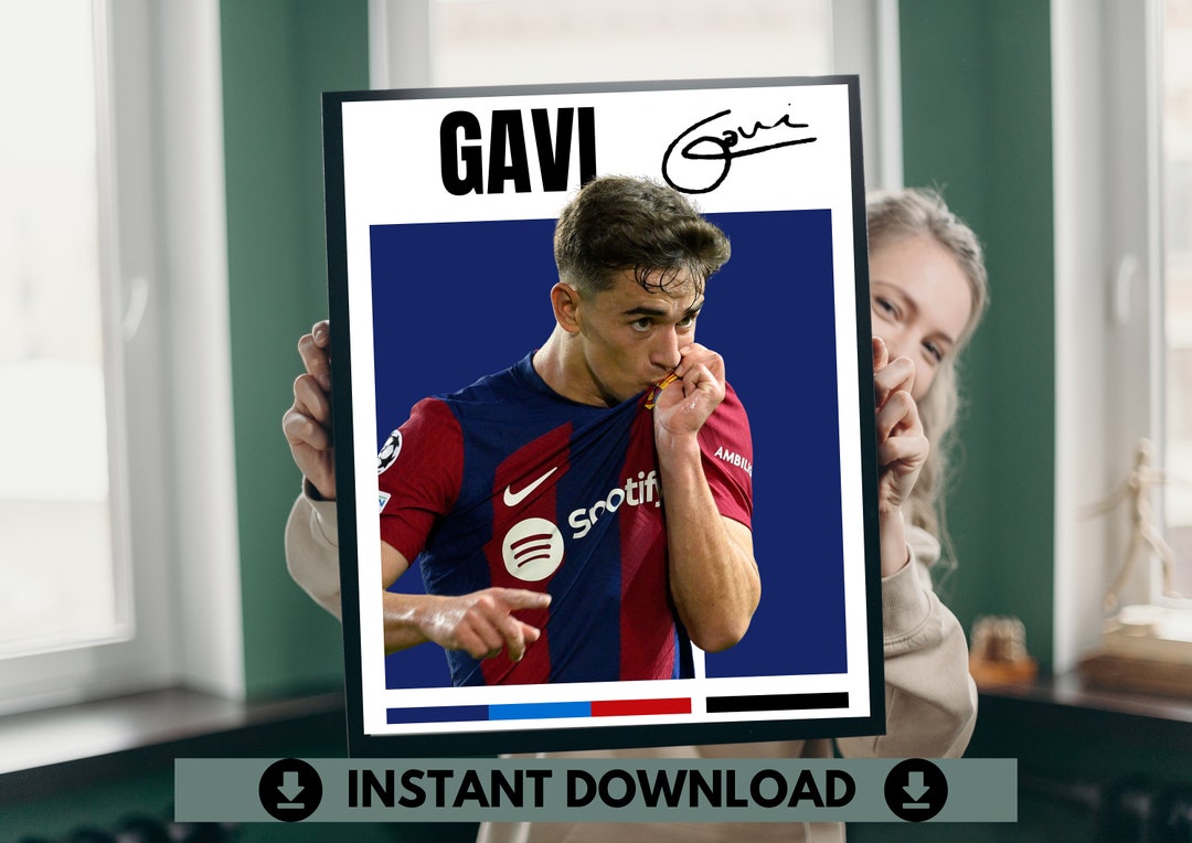 Gavi Barcelona Football Poster Instant Download High Resolution Wall ...