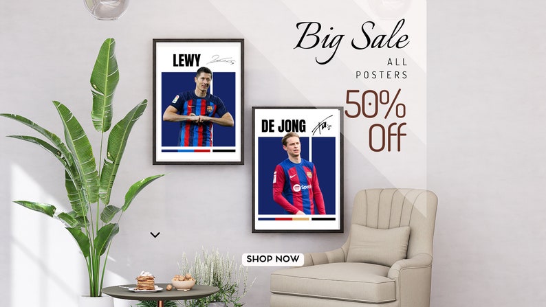 Barcelona Football Poster Set De Jong, Messi, Lewandowski, Gavi, Pedri ...