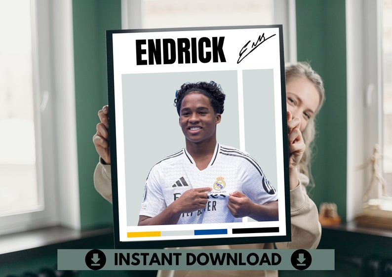 Endrick Real Madrid Football Poster Instant Download High Resolution ...