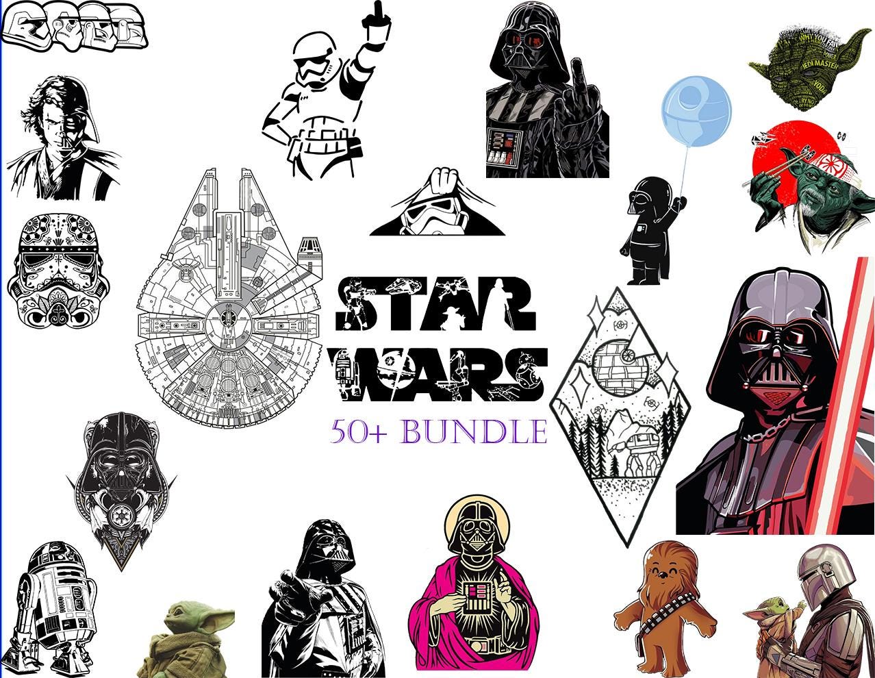 Star Wars Svg, 50+ Starwars Svg Bundle, Star Wars Png, Svg Files for ...
