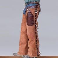 Men Chap Hand Crafted Tooled Yoke Native American Cowboy Style Suede ...