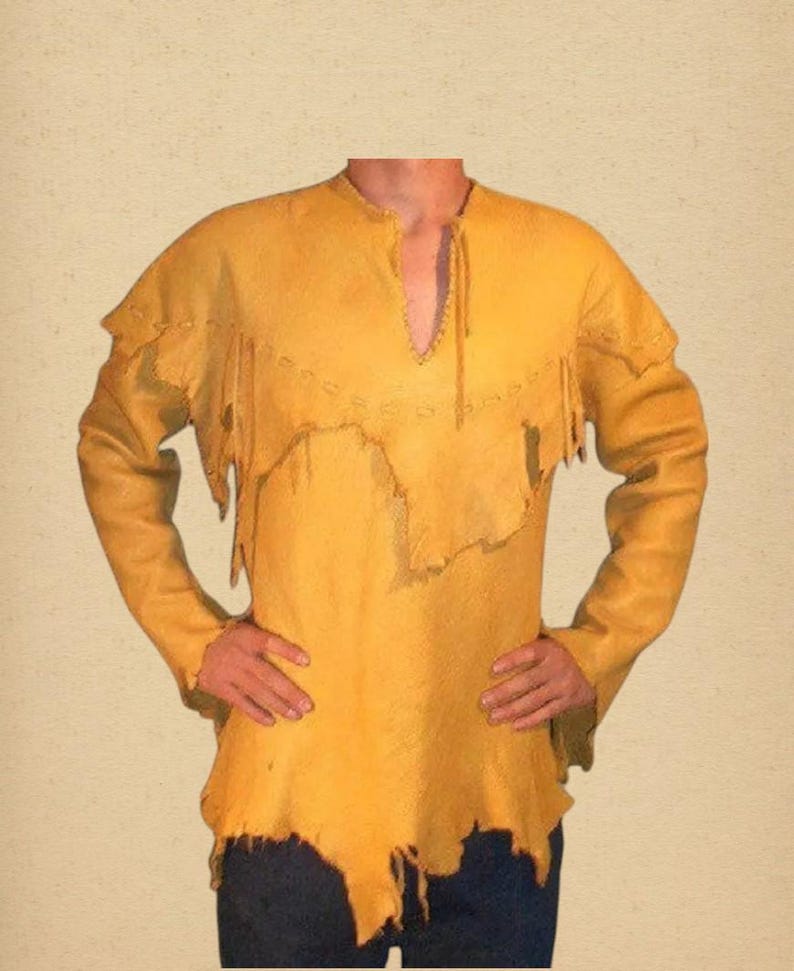 Native American Buckskin Western Shirt, Traditional Suede Leather Shirt ...