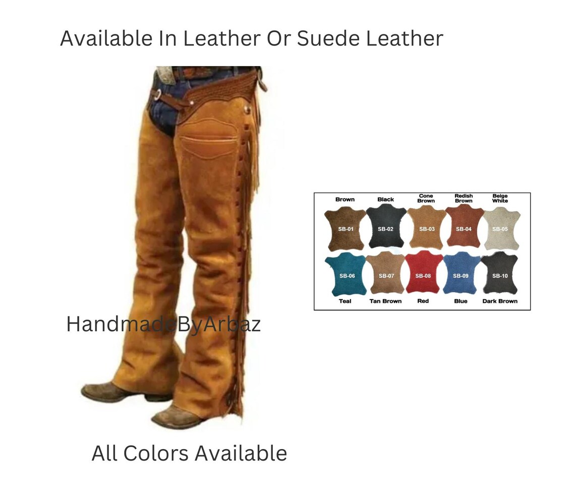Men Western Cowboy Style Suede Leather Chap Men Riding Leather Chap ...