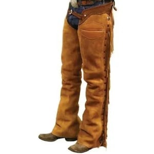 Men Western Cowboy Style Suede Leather Chap Men Riding Leather Chap ...