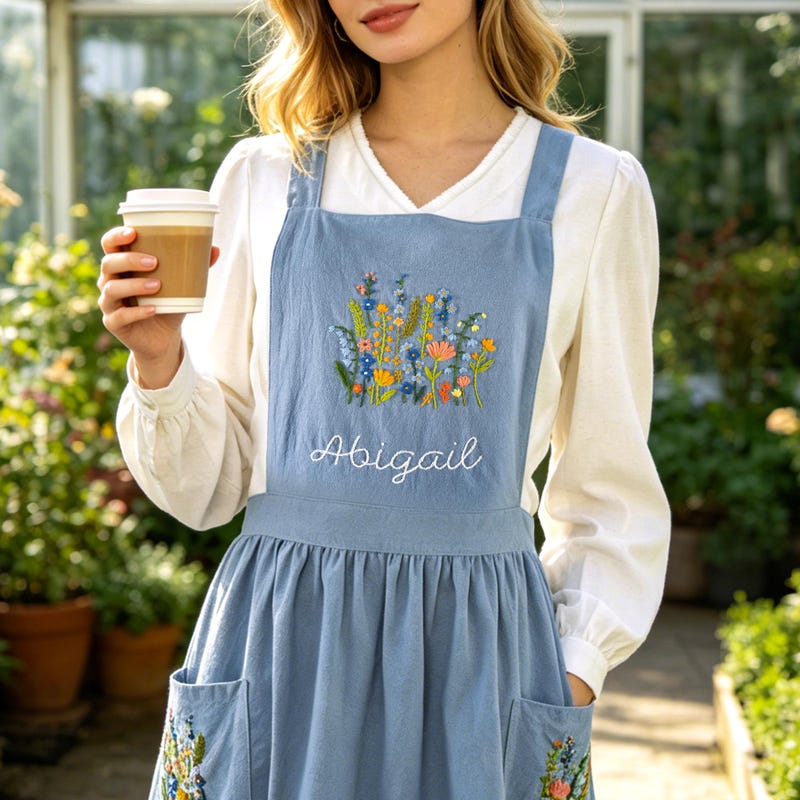Floral Blue Apron - Etsy