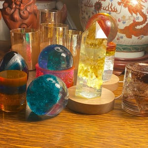 Multi Color, Crystal Ball Lamp Set in Red Base - Etsy