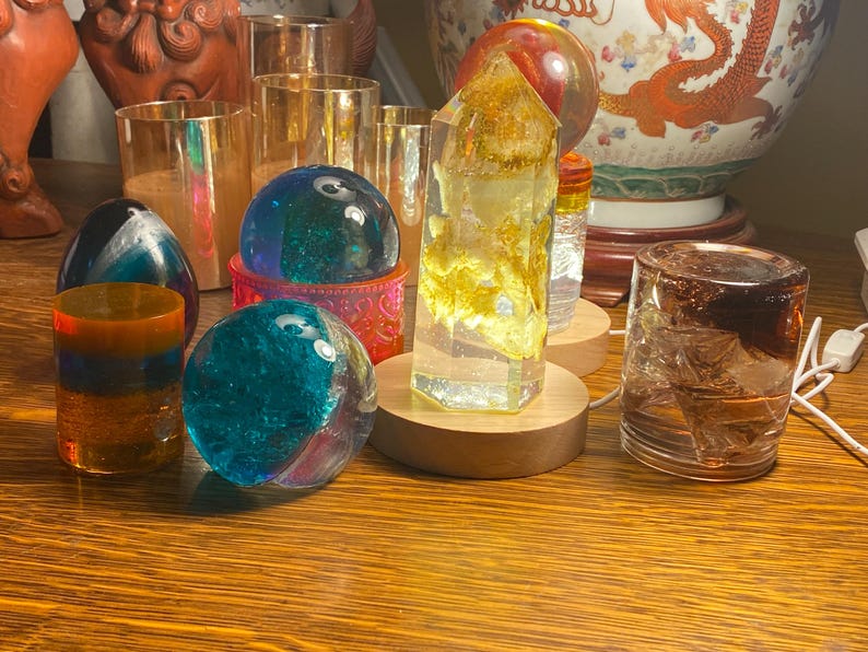 Multi Color, Crystal Ball Lamp Set in Red Base - Etsy