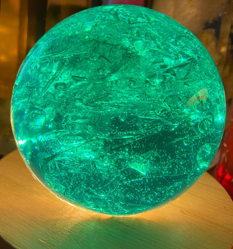 Crystal Ball, Green and Clear, With LED Base - Etsy