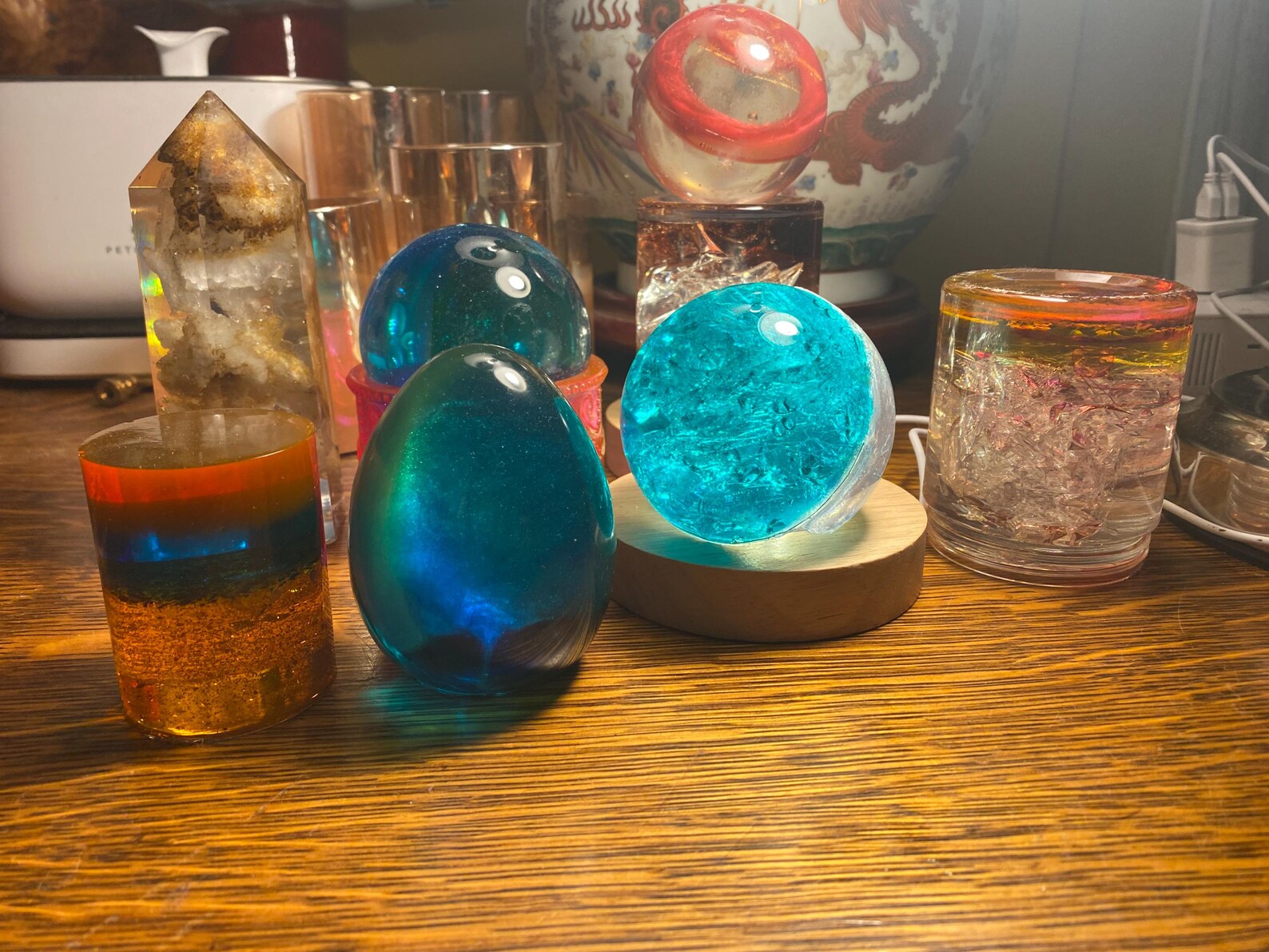 Multi Color, Crystal Ball Lamp Set in Red Base - Etsy