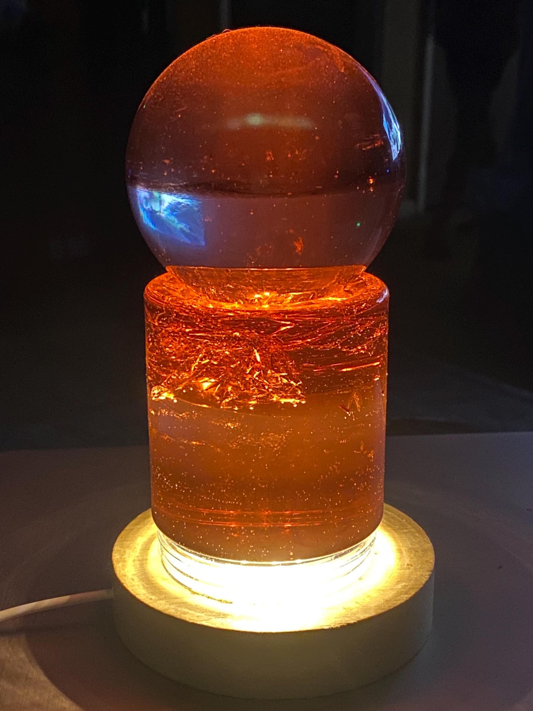 Dark, Red, Crysta Ball, Tower, Accent Lamp, Made by PA Artisan - Etsy