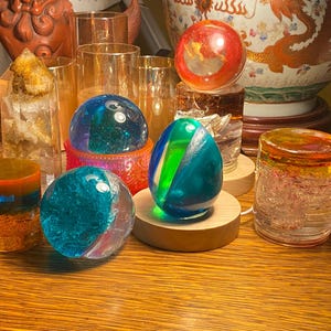 Multi Color, Crystal Ball Lamp Set in Red Base - Etsy