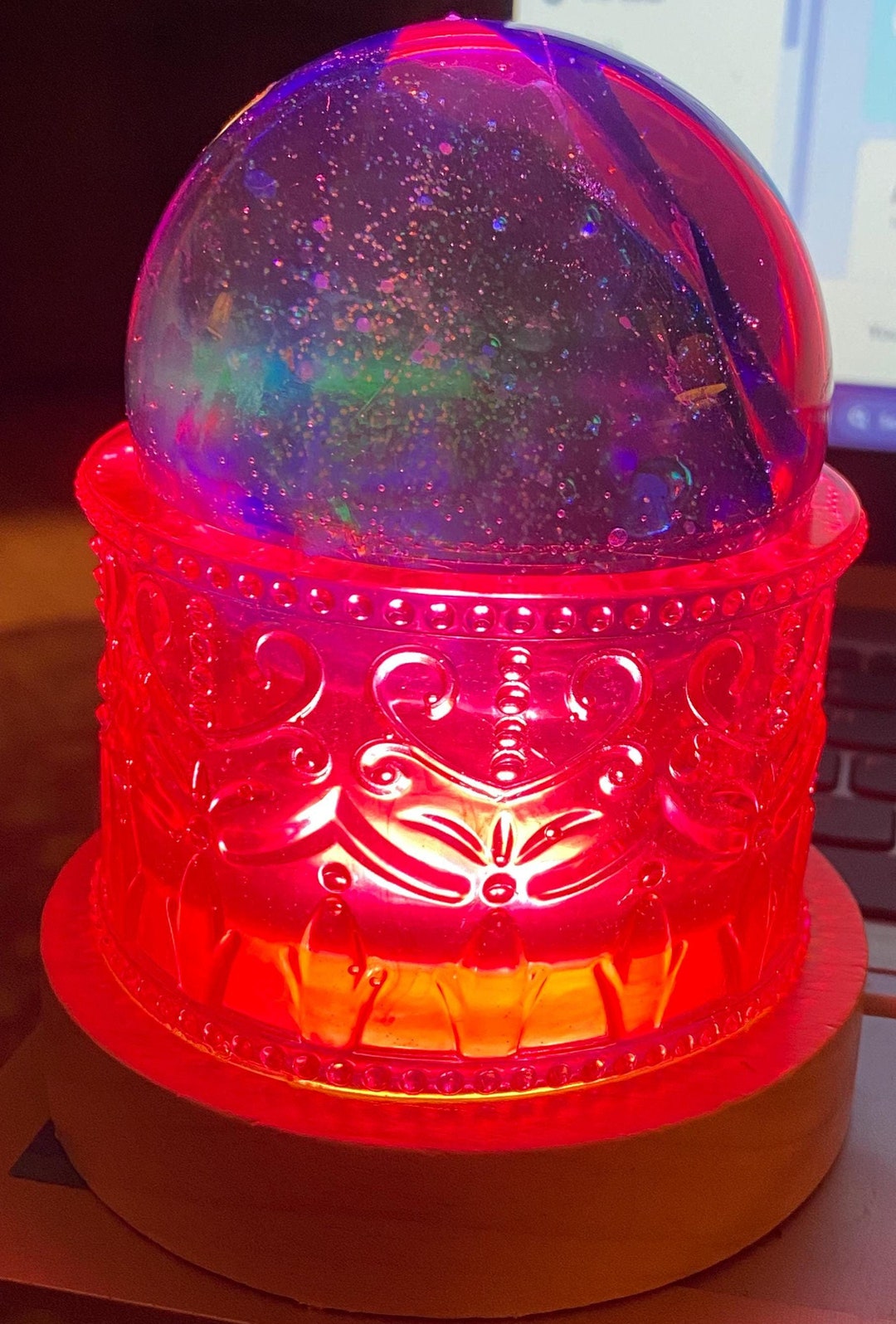 Multi Color, Crystal Ball Lamp Set in Red Base - Etsy
