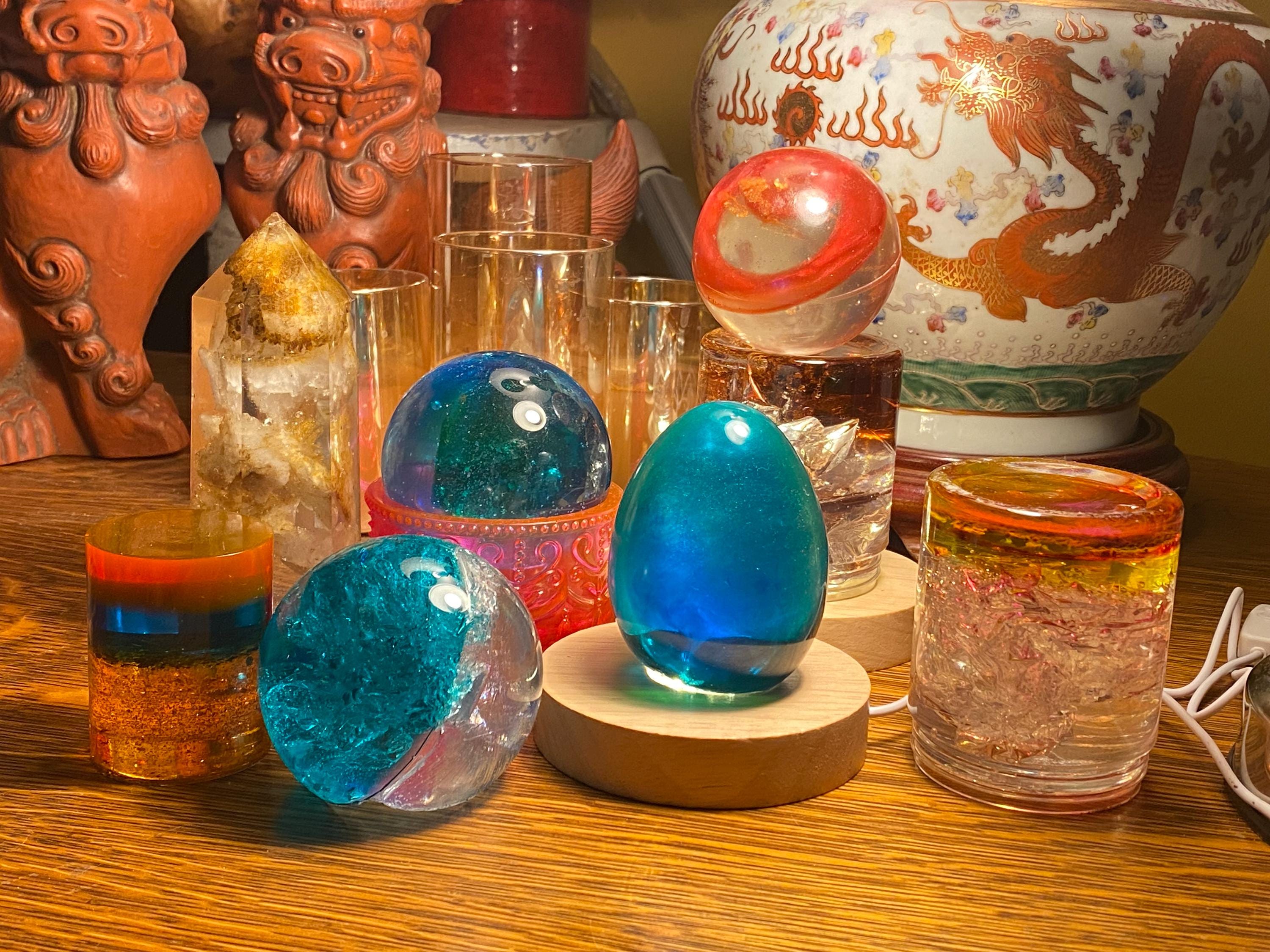 Multi Color, Crystal Ball Lamp Set in Red Base - Etsy