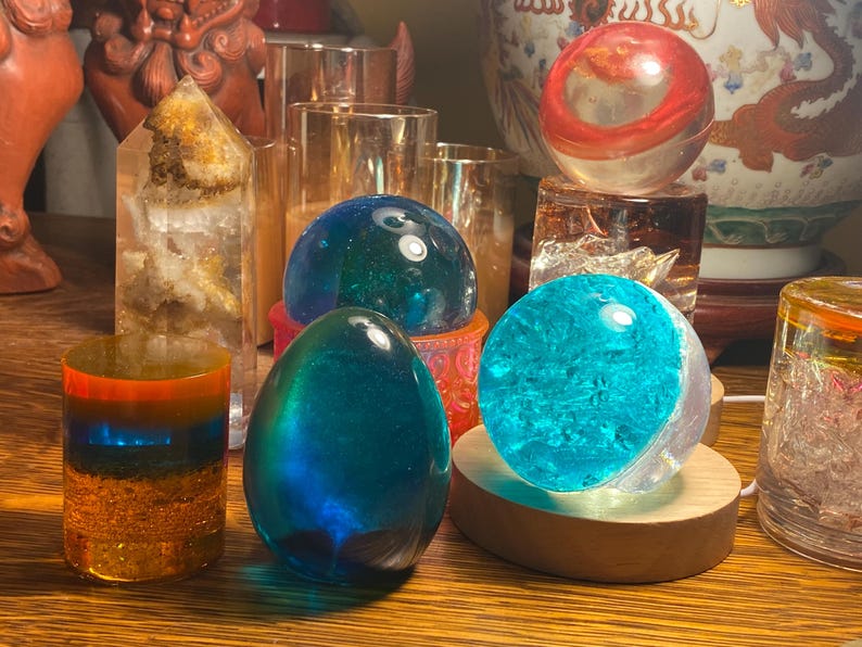 Multi Color, Crystal Ball Lamp Set in Red Base - Etsy