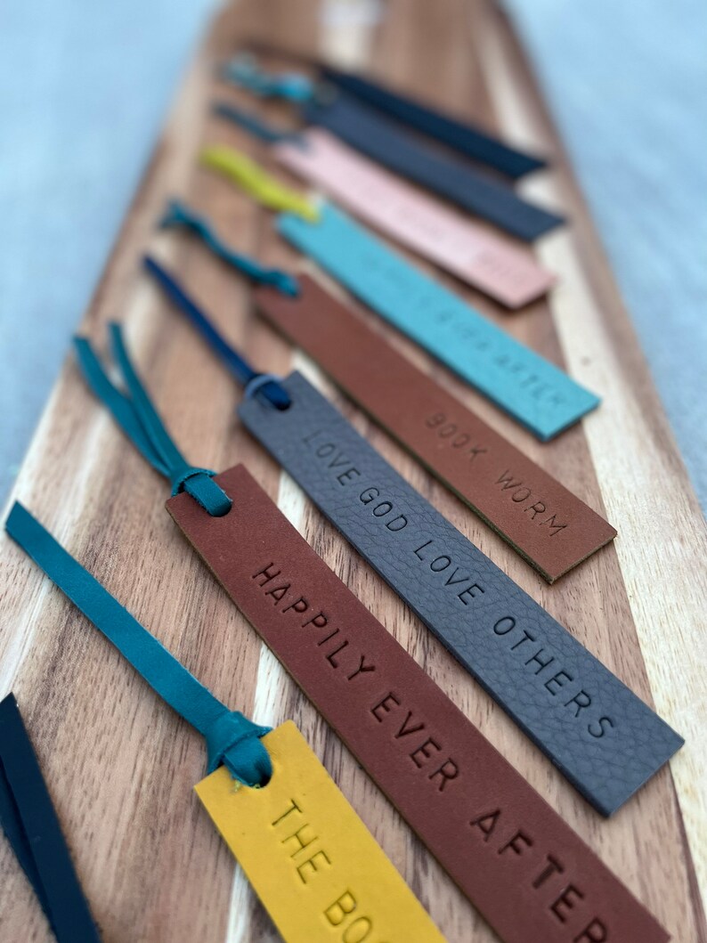 Hand Stamped Leather Bookmark - Etsy