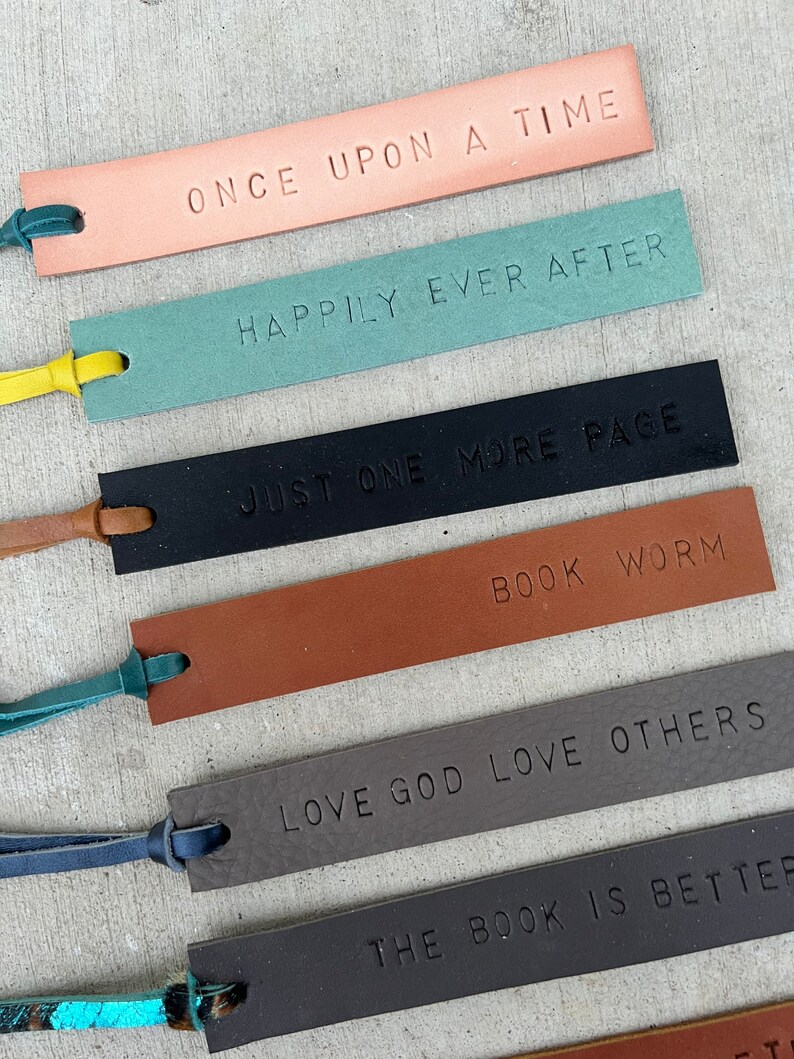Hand Stamped Leather Bookmark - Etsy