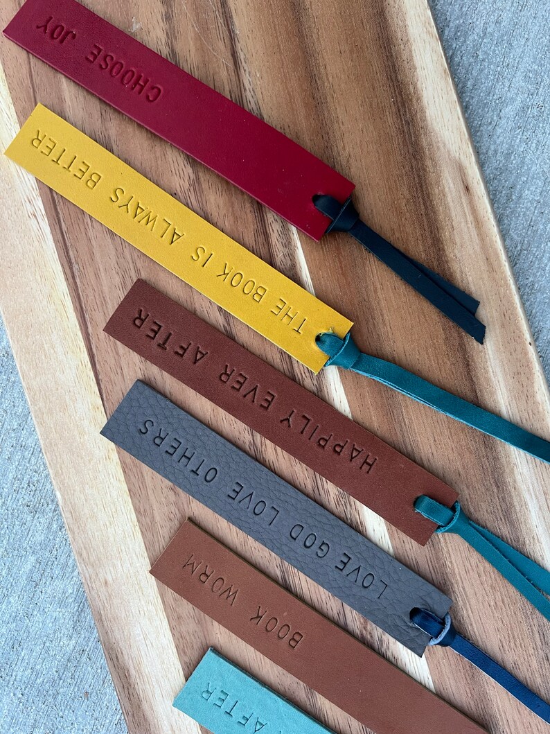Hand Stamped Leather Bookmark - Etsy
