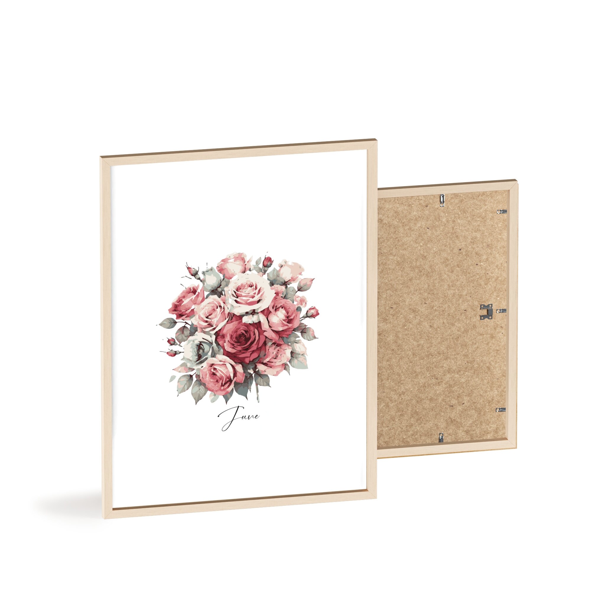 June Birth Flower Rose Wall Art, Poster Print, Gift for Birthday, Baby ...