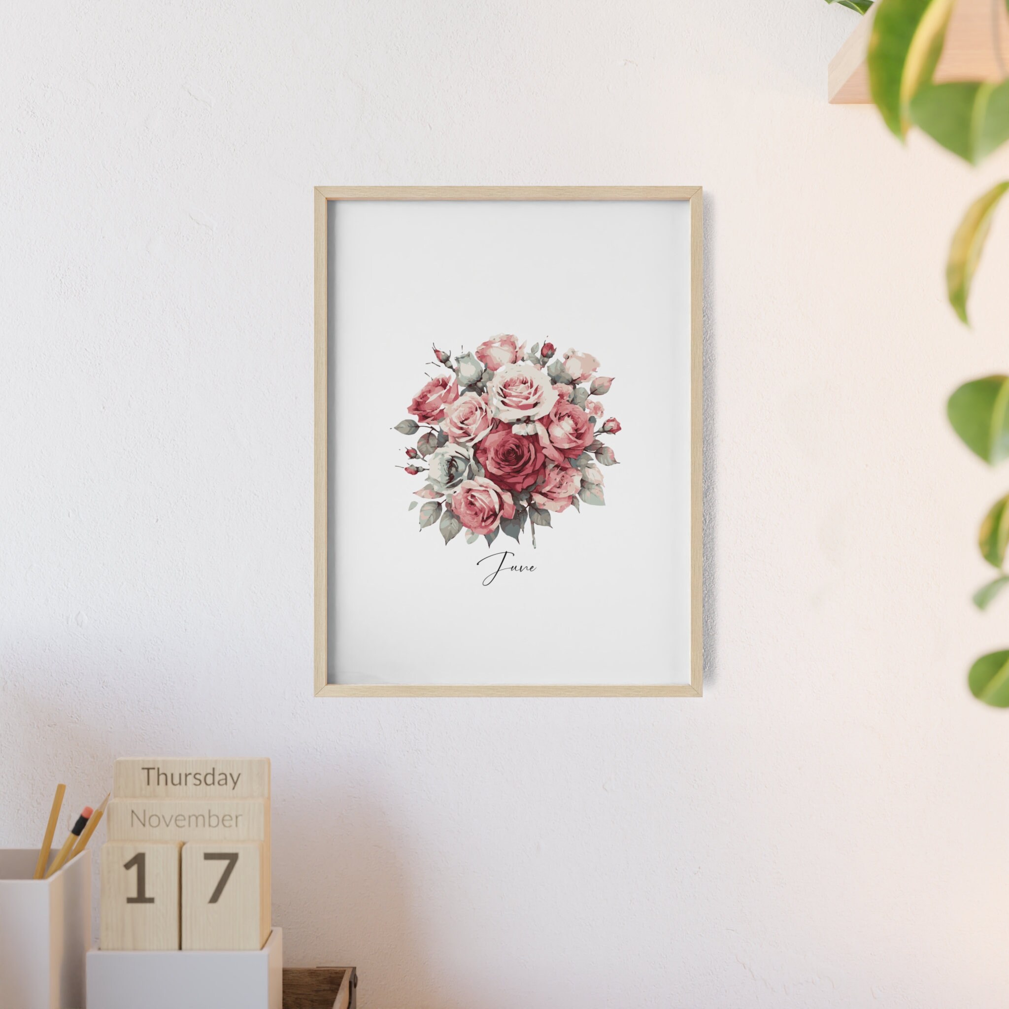 June Birth Flower Rose Wall Art, Poster Print, Gift for Birthday, Baby ...