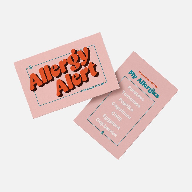 Custom Allergy Alert Card | Editable Food Allergen Warning | Restaurant ...
