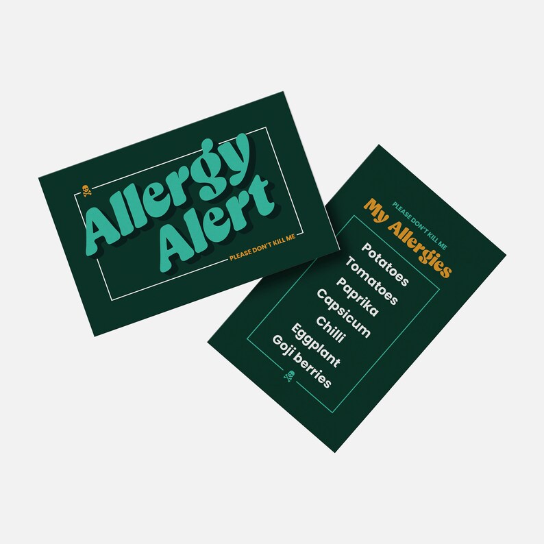 Editable Allergy Alert Card Customizable Template Food Allergen Warning ...