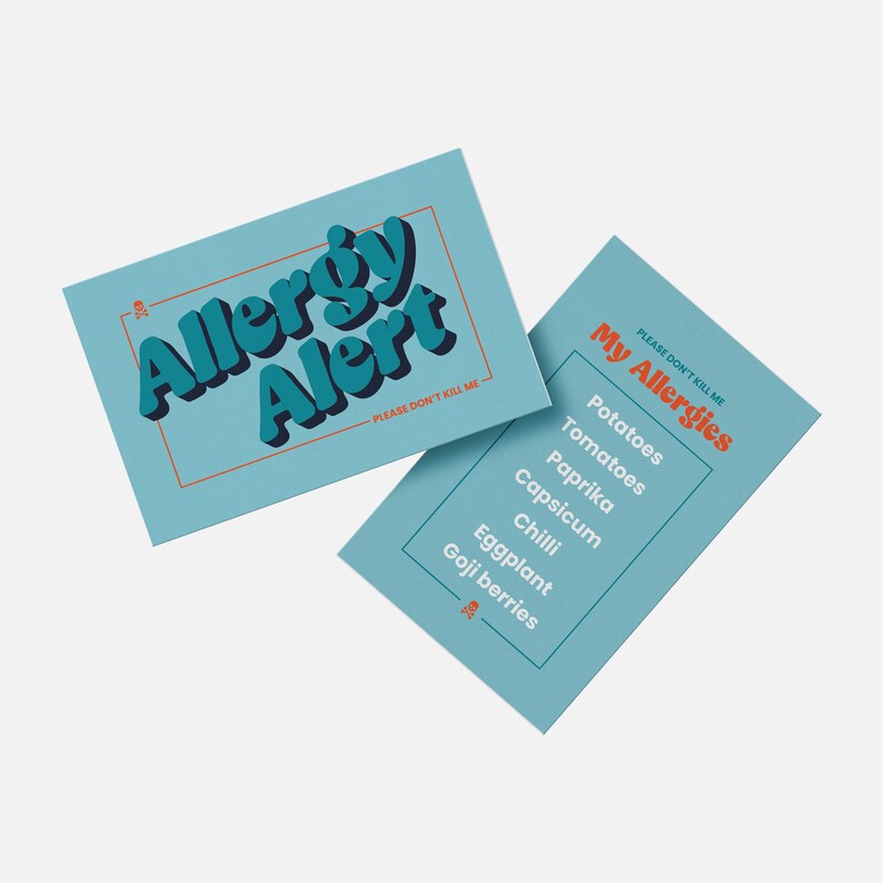 Custom Allergy Alert Card | Editable Food Allergen Warning | Restaurant ...
