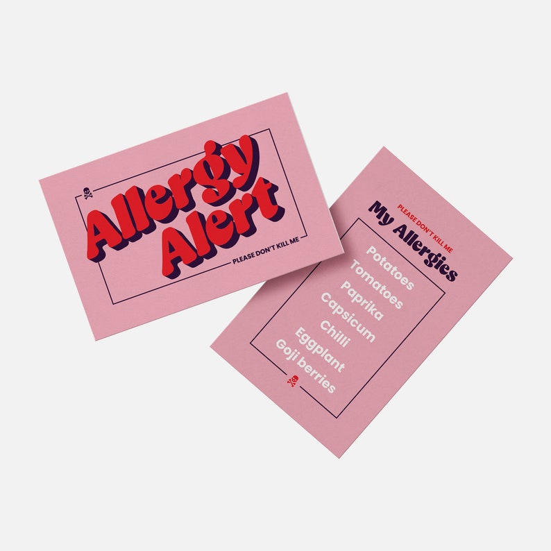 Custom Allergy Alert Card | Editable Food Allergen Warning | Restaurant ...