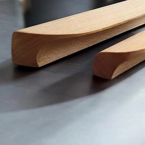Natural Beech Drawer Handle | Hand Crafted Profiled Light Wood Cupboard ...