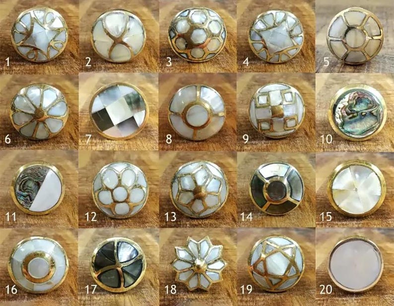 Mother of Pearl & Brass Opulence Handle Eastern Inspired Gold and Ivory ...