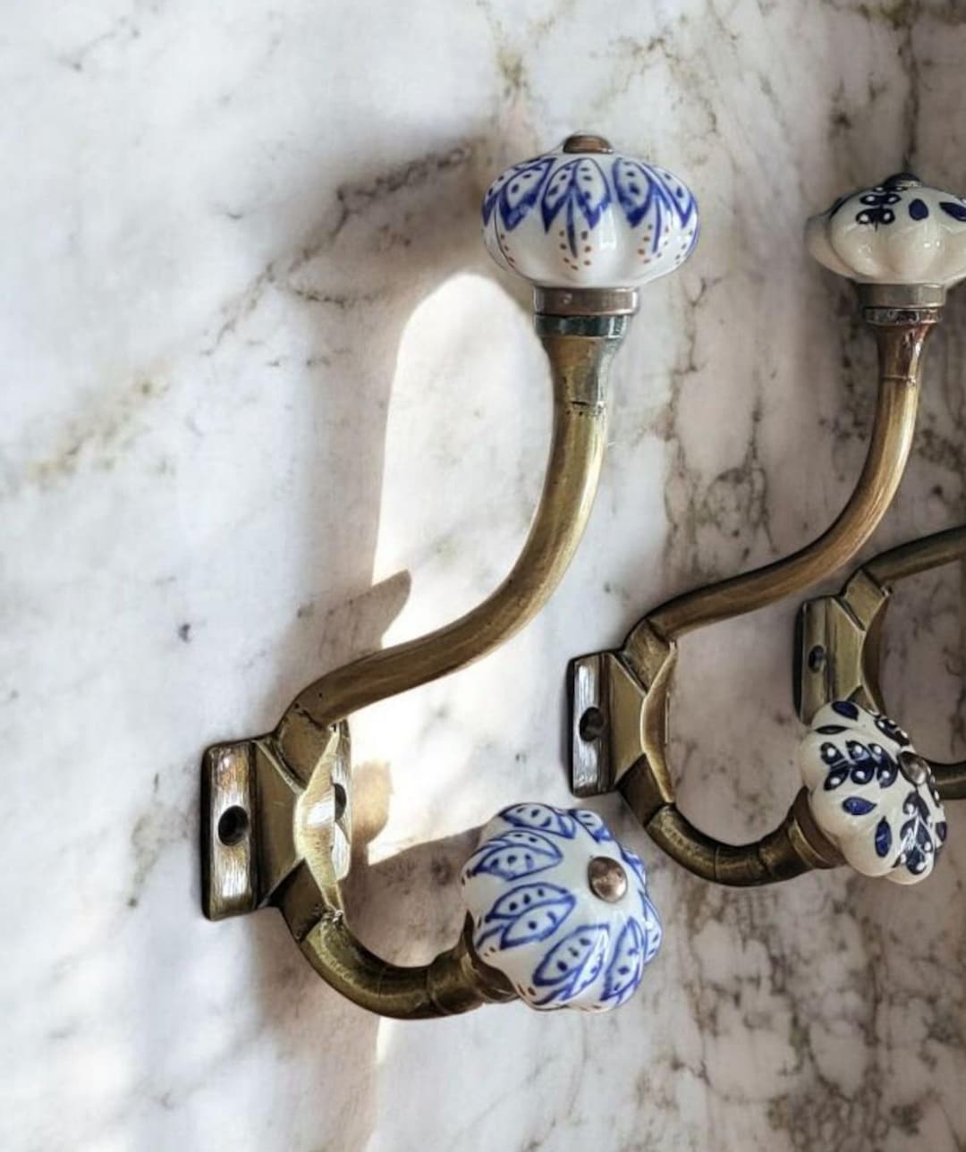 Handcrafted Blue, Green and White Ceramic Coat Hooks | Decorative ...