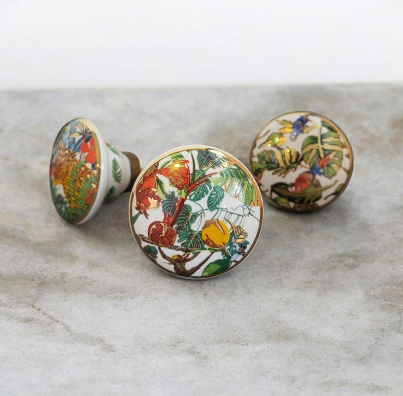 Jungle Leopard Ceramic Cabinet Knob | Vibrant Colorful Nature Themed ...
