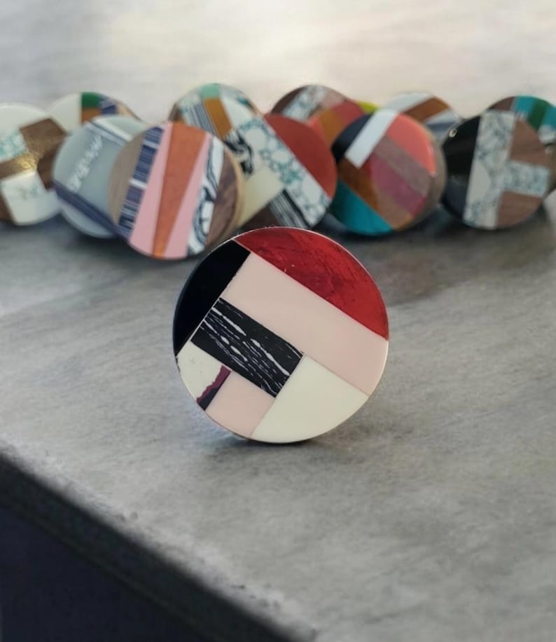Mondrian Style Cabinet Knobs | Vibrant Colorful Artistic Drawer Pulls ...
