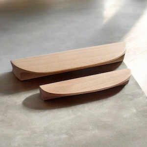 Natural Beech Drawer Handle | Hand Crafted Profiled Light Wood Cupboard ...
