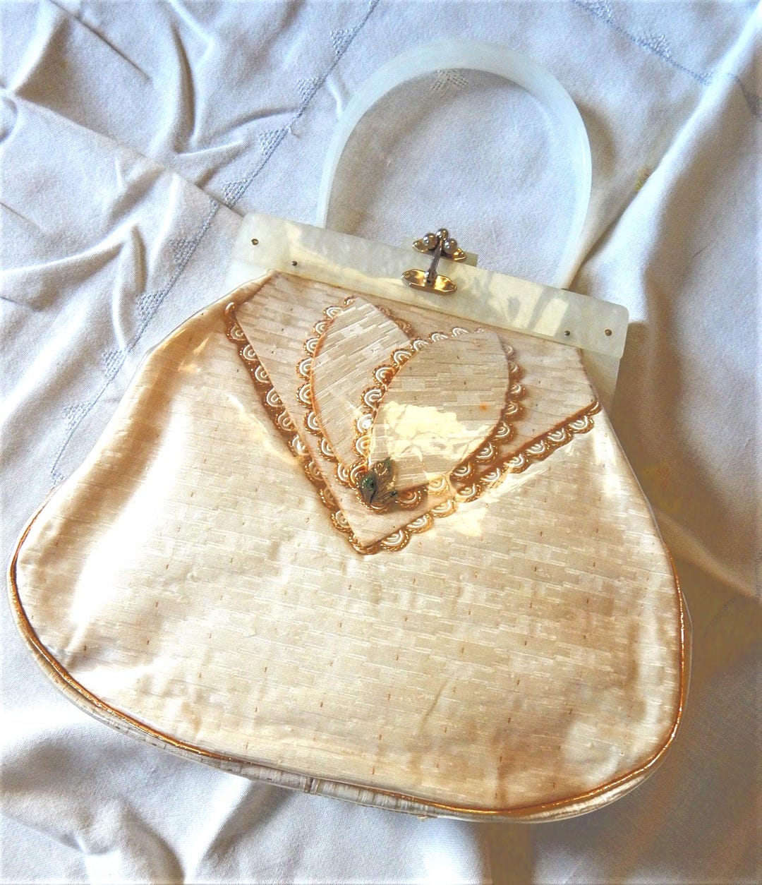 1950s Lucite Handle Handbag: Florida Handbags of Miami, Gold Trim - Etsy