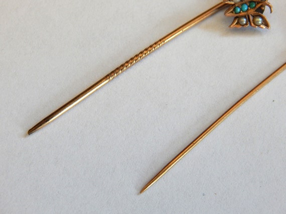 Victorian Double Stickpins/ Butterfly & Half Moon/ Pe… - Gem