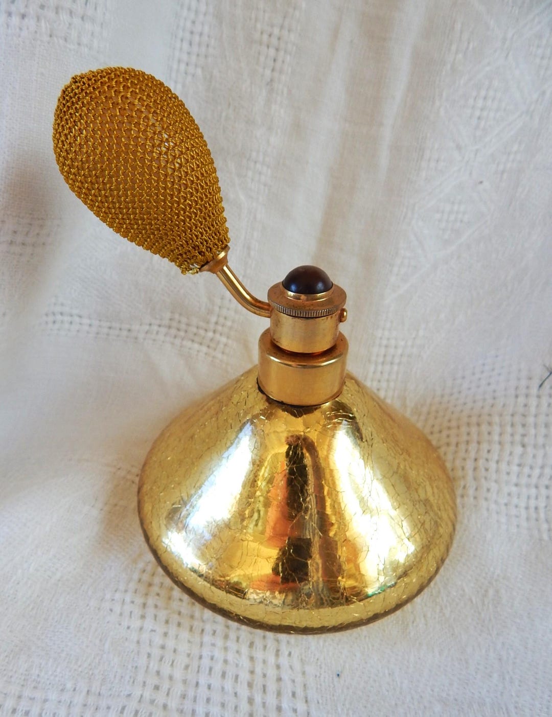 Devilbiss Perfume Atomizer With Squeeze Ball/ 1945-55/ Gold Crackle ...