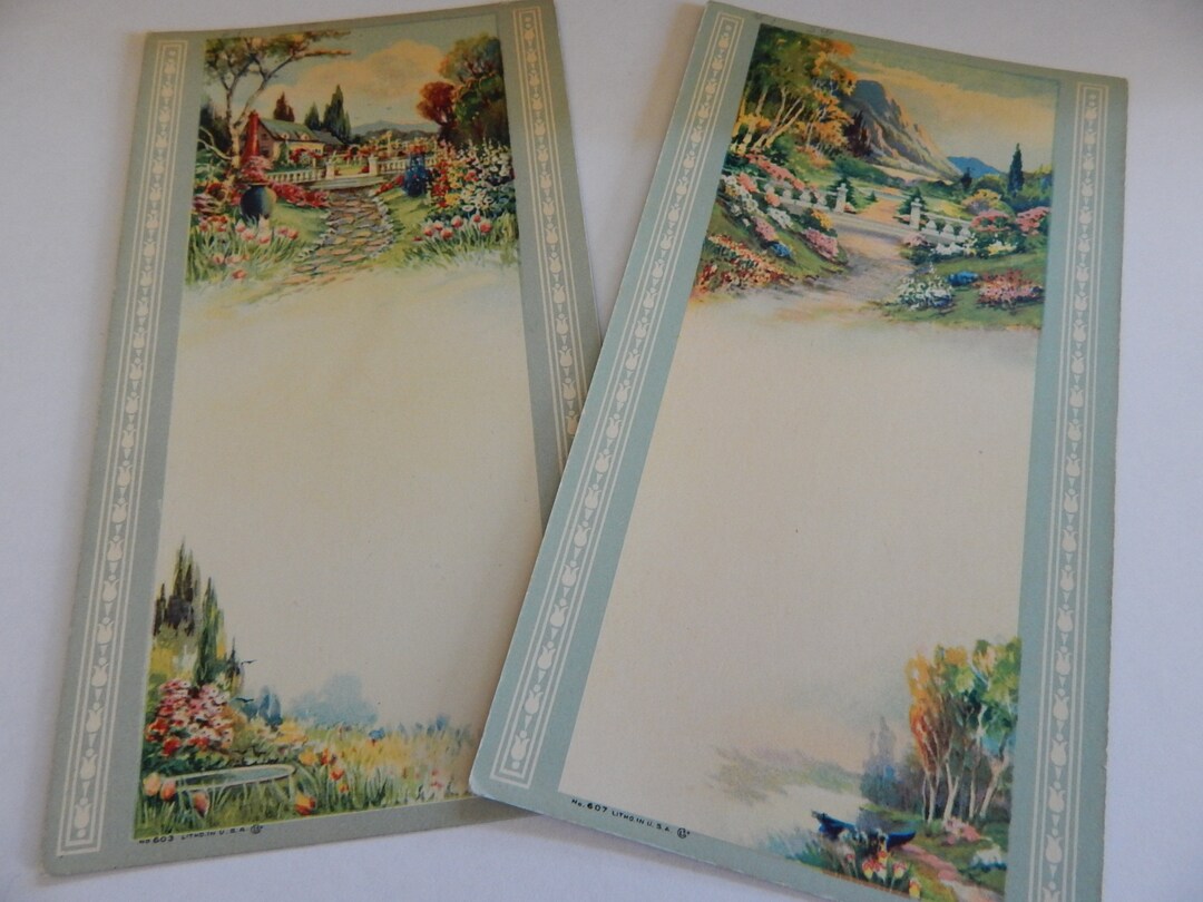 Set of 1920's Ink Blotter Cards/ Pretty Scenes/ Decorative Borders/ 3 3 ...