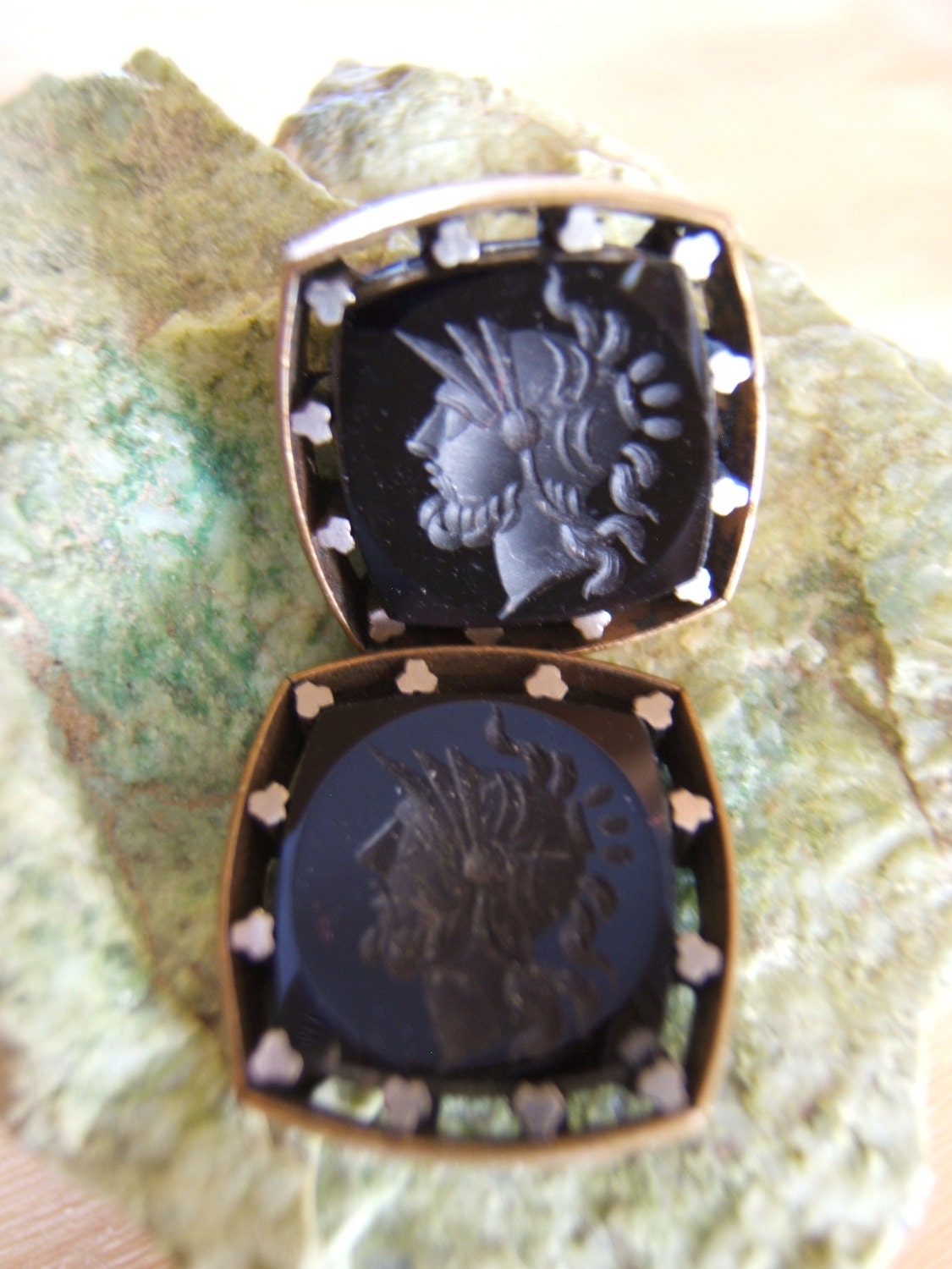 Victorian Buttons With Deep Carved Glass - Roman Soldier - No ...