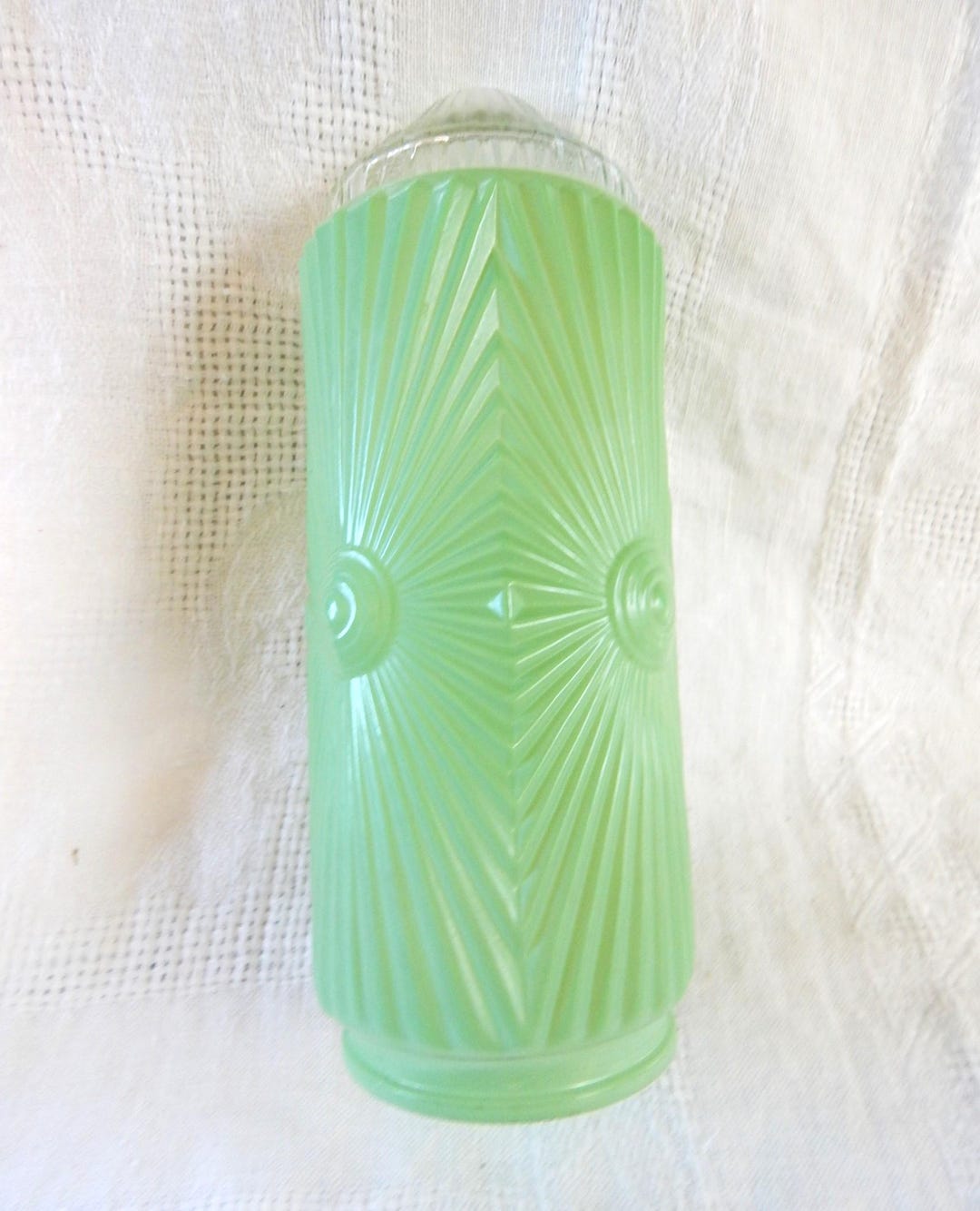 Vintage Art Deco Torpedo Lamp Shade/ Jade Green/ Pressed Glass - Etsy