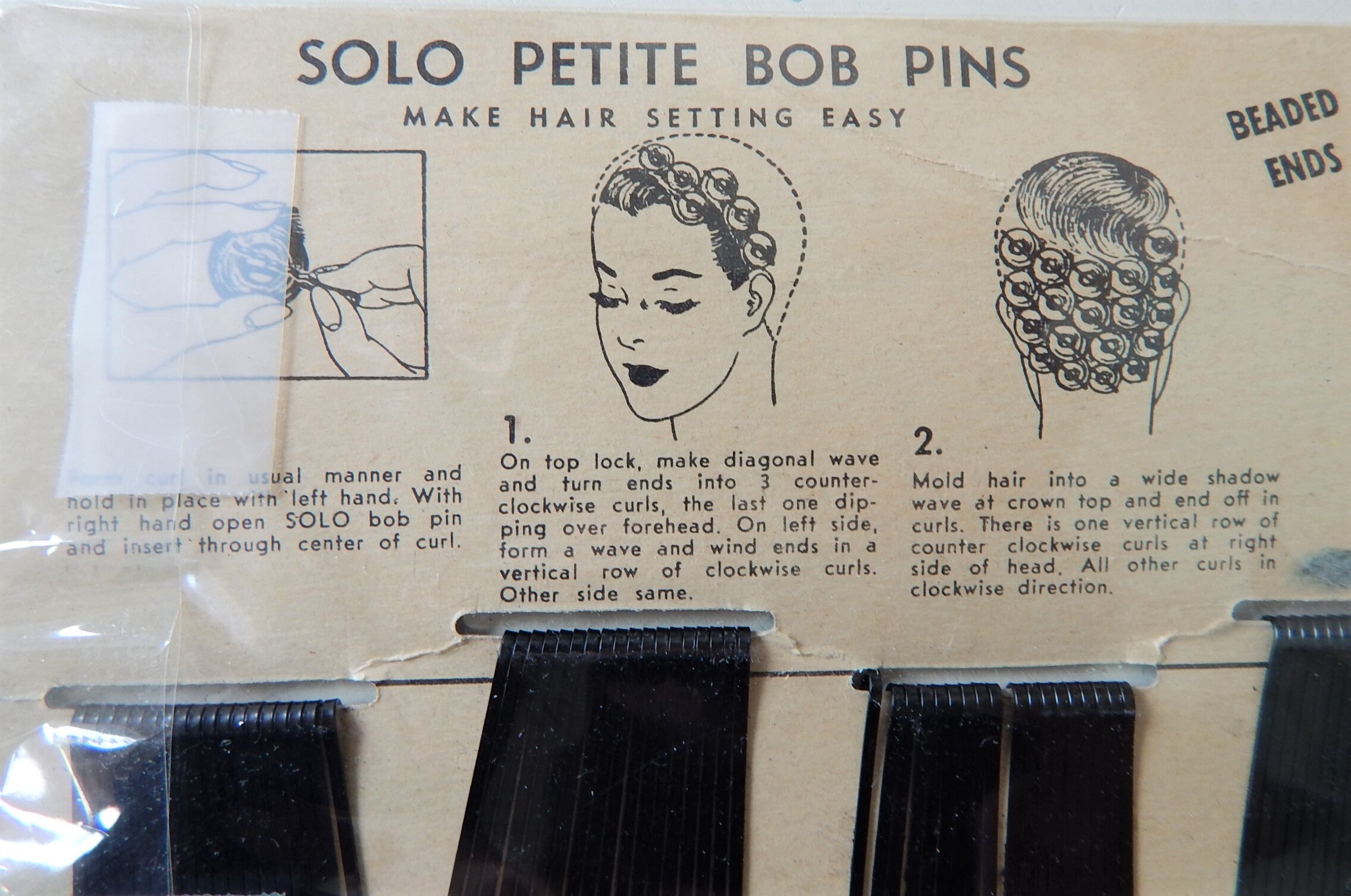 1951 Original Solo Bobby Pin Card/ Rubber Tip Bob Pins/ 5x8 - Etsy