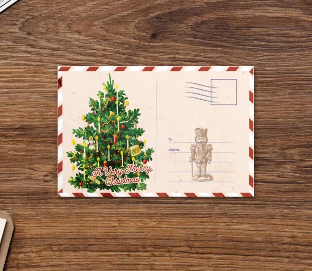 Instant Download Digital Christmas Postcard - Festive Holiday Greetings ...