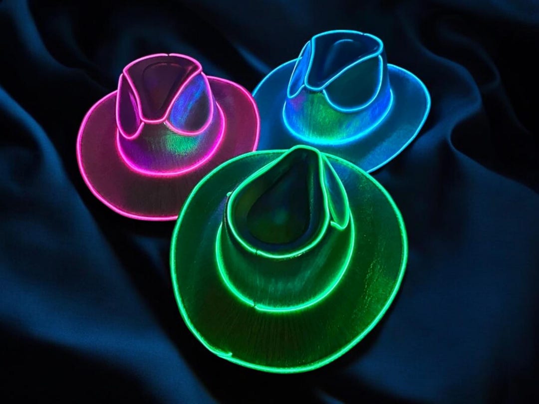 Glowing Cowboy Hat Neon Light-up Hat for Dance Costumes & Halloween ...