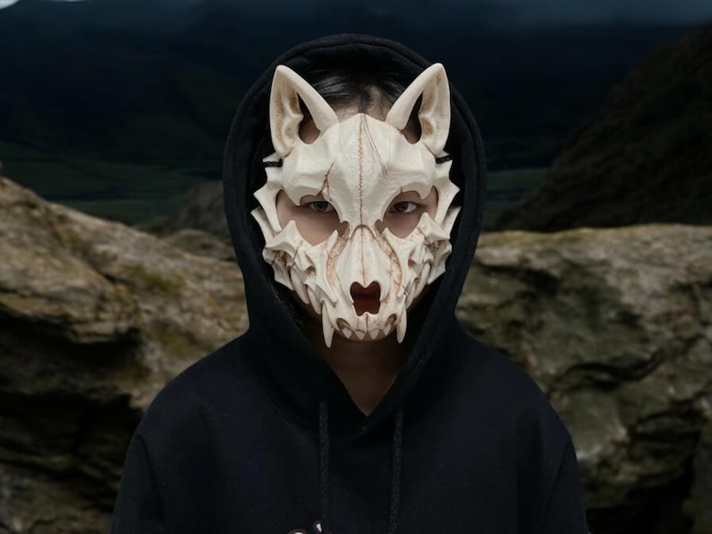 Halloween Skull Dragon Mask Skeleton Half Face Mask for Cosplay, Dance ...