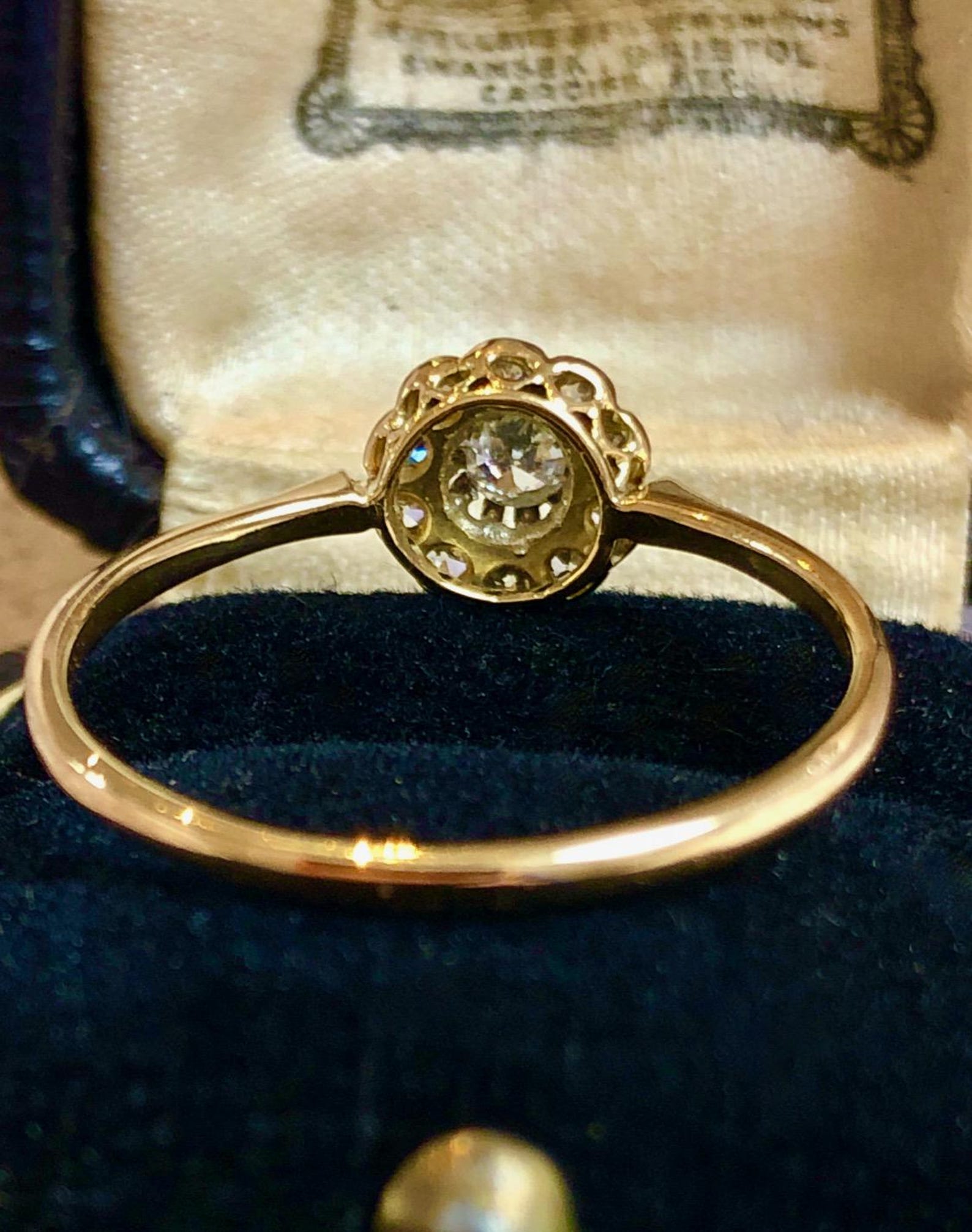 Antique Edwardian 18ct Yellow Gold Diamond Daisy Ball Ring, UK R / US 8 ...