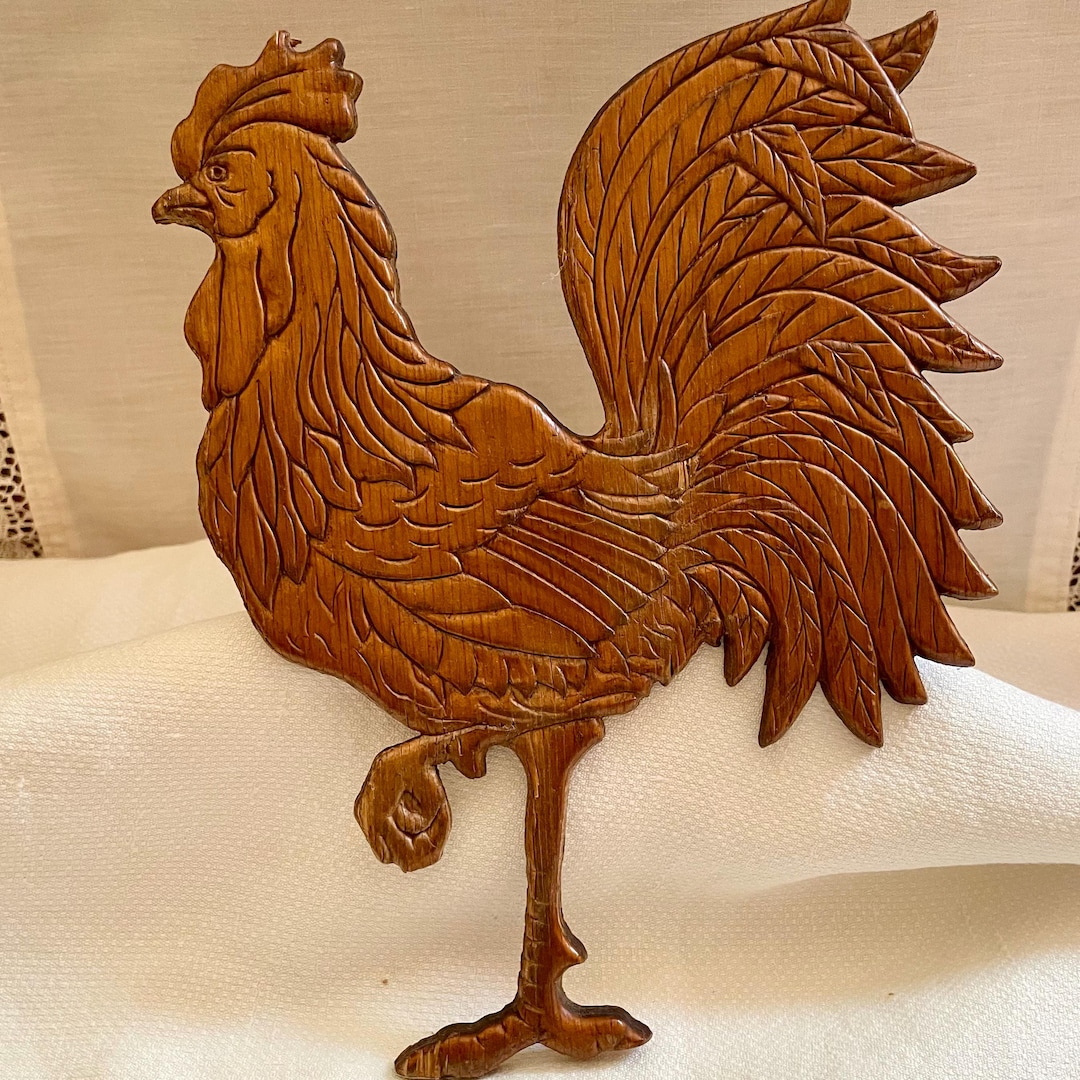Vintage Rooster Wall Plaque | Kitchen Gallery Wall | Rustic Molded Wood ...
